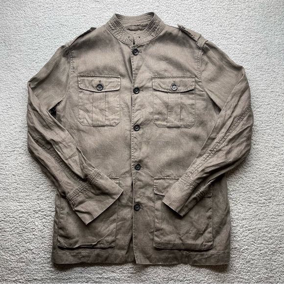Zara | Jackets & Coats | Zara Mens 0 Linen Utility Military Jacket Size ...